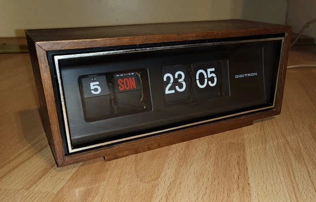 VINTAGE-KLAPPZAHLEN-KLAPPZAHLENUHR-FLIP CLOCK-KALENDER-TISCHUHR ...