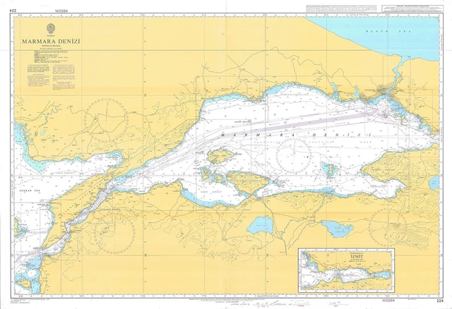 CARTE MARITIME NAUTIQUE Papier De L'Amirauté De La Mer De Marmara ...