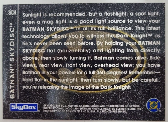 1994 SKYBOX SAGA of the Dark Knight Batman SkyDisc SD1 EUR 66,92 - PicClick FR