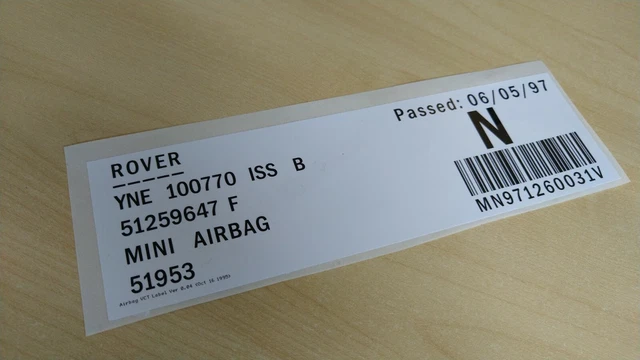 CLASSIC MINI - MPI Rover Airbag loom sticker/label - YNE100770 £3.00 ...