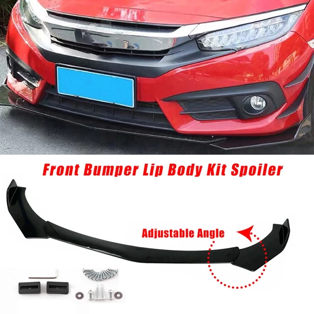 UNIVERSAL GLOSS BLACK Car Front Bumper Protector Lip Body Splitter ...