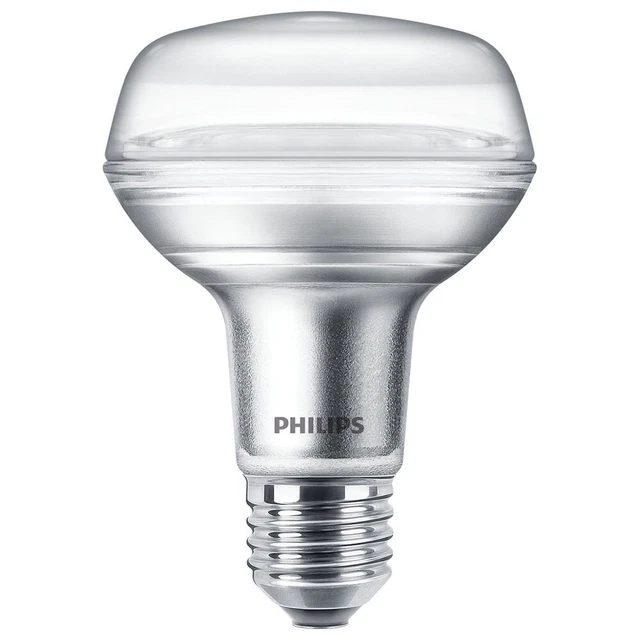 PHILIPS LED BULBS R80 Glass Reflector 8W = 100W E27 670lm Warm White ...