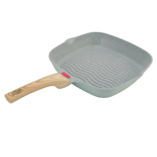 GRILL PAN ALUMINIUM Alloy Plastic Handle Fast Conduction Large Capacity ...