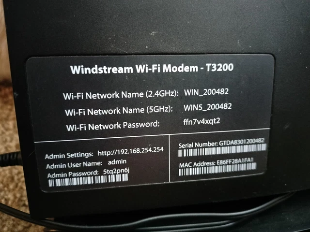 ACTIONTEC MODEL T3200 T-3200 WIRELESS WI-FI MODEM Network Router for ...