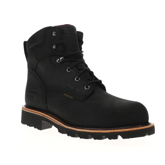 CHIPPEWA SUPER DNA 6 Inch Waterproof Steel Toe Lace Up Work Mens Black ...