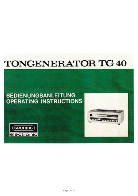 MANUEL D'UTILISATION + Schéma Pour Grundig TG 40 EUR 12,95 - PicClick FR