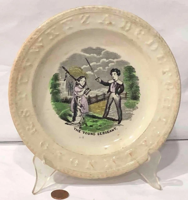 PLACA ABC STAFFORDSHIRE Childs, EL JOVEN SARGENTO, Inglaterra, c. 1860 ...