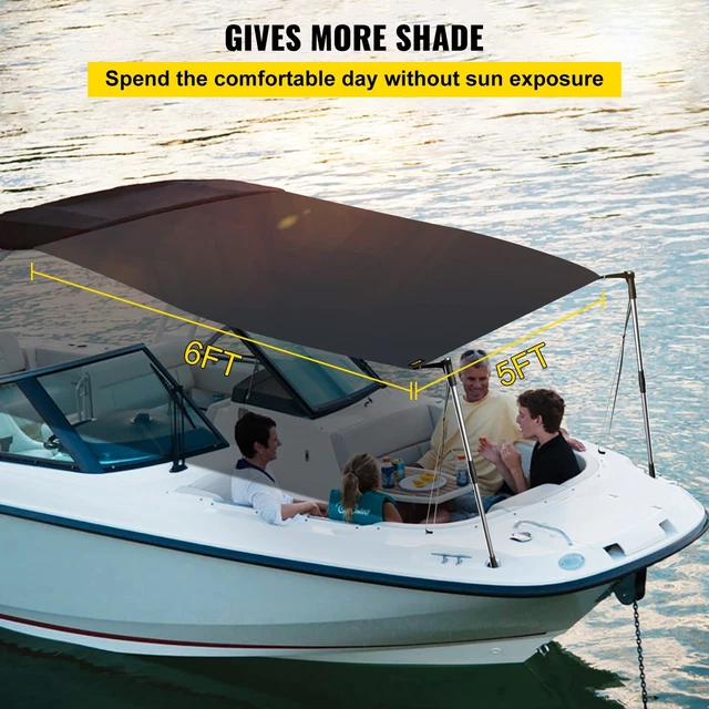 VEVOR BOAT CANOPY / Bimini Shade Extension Kit 6'x5' T-top with ...