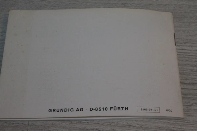 GRUNDIG BEDIENUNGSANLEITUNG FÜR AUTORADIO Typ: wkc-2039 vd von 1982 EUR ...