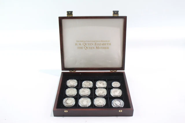 QUEEN MOTHER SILVER Proof Coin Collection Commemorative Boxed ...