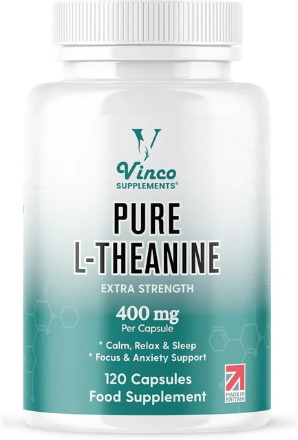 VINCO L-THEANINE SUPPLEMENT - 400mg x 120 Capsules Nootropic Memory ...