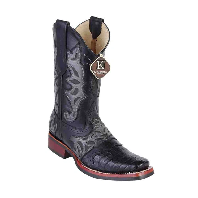 KING EXOTIC RODEO Black Caiman Belly Men’s Boot With Saddle (13-EE) £ ...