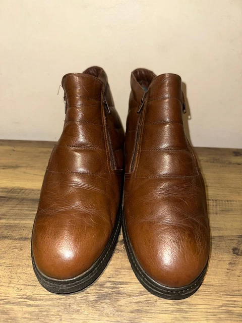 MEN BROWN FAUX Leather Ankle Two Sided Zipped Up Boots UK (9) EU (43 ...