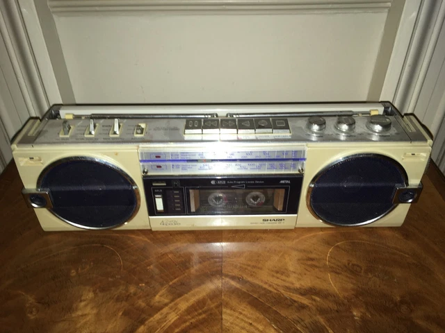 VINTAGE SHARP GF-7 Portable Boombox AM/FM Radio Cassette Plays Records ...