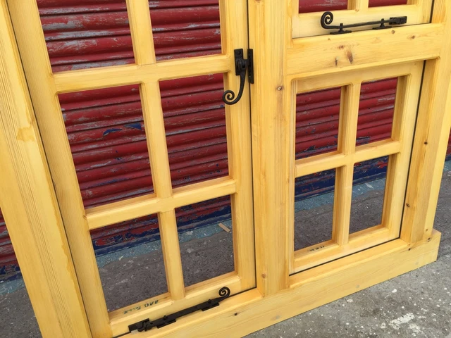 WOODEN TIMBER CHUNKY Frame Georgian style double Casement Window Made ...