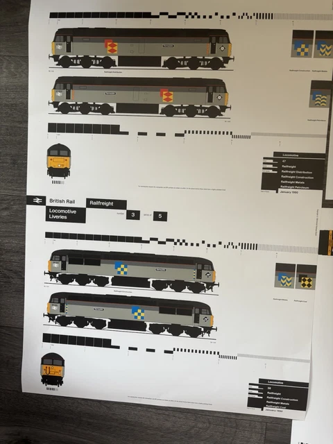 RARE BRITISH RAILWAYS Rail freight Livery Proof Sheet Class 58,47,31 ...
