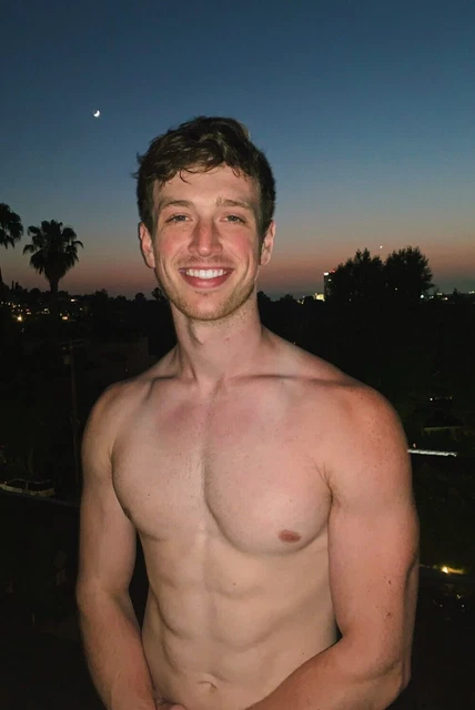 Shirtless Male Muscular Smiling Jock Beefcake Handsome Man Hunk Photo