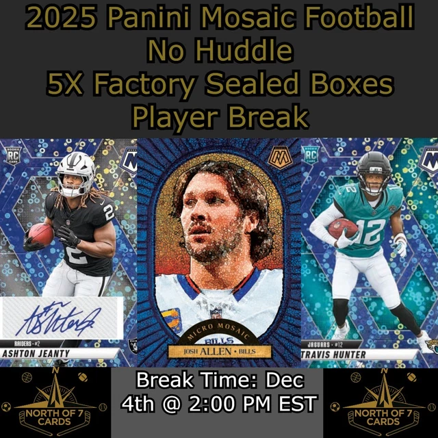 RICKY WHITE III 2025 Panini Mosaic Football No Huddle 5X Box Player ...