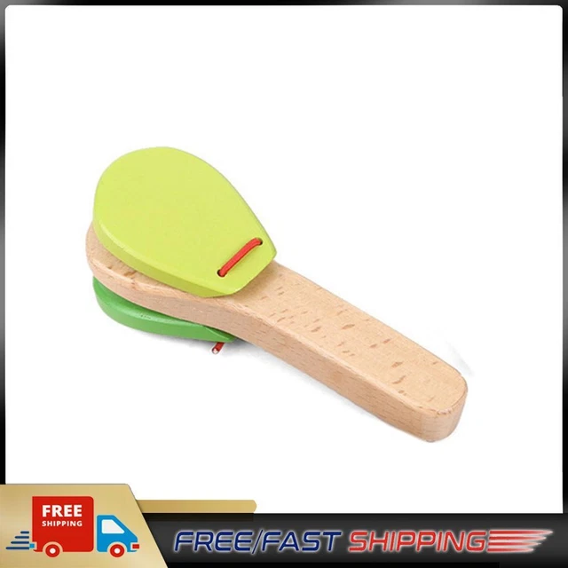 WOODEN CASTANET CLAPPER Orff Clapping Board for Kids Children Toy ...