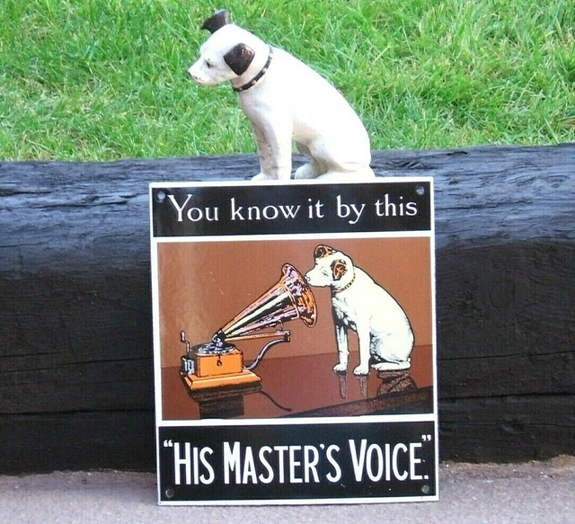 HMV ENAMEL SIGN His Master's Voice - Famous Image Nipper The Dog And ...