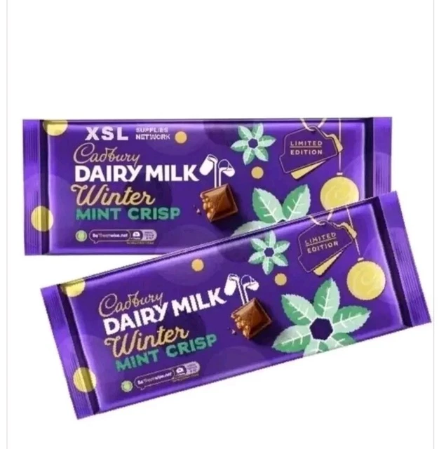 CADBURY DAIRY MILK Winter Mint Crisp 360G Milk Chocolate Sharing Bar x ...