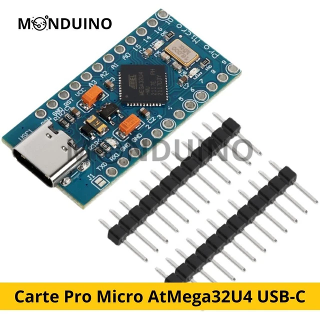 CARTE PRO MINI Micro AtMega32U4 USB-C 5V 16Mhz - compatible Arduino IDE ...