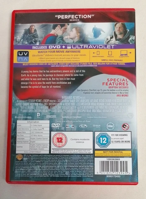 DVD - SUPERMAN Man Of Steel JLA Film Cert 12 PAL DC Comics Warner Bros ...