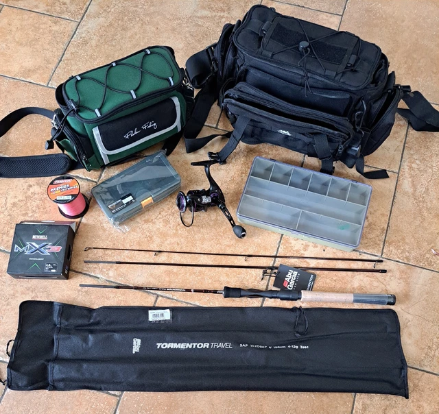 ABU GARCIA TORMENTOR Travel Spinning Rod 6' Spinning Reel Tackle box ...