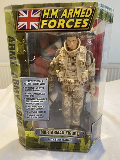 HM ARMED FORCES Boxed Army Mortar Man Action Figure Mortar with Round ...