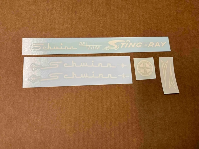 SCHWINN APPROVED DE Luxe Stingray Bicycle Complete White Decal Set ...