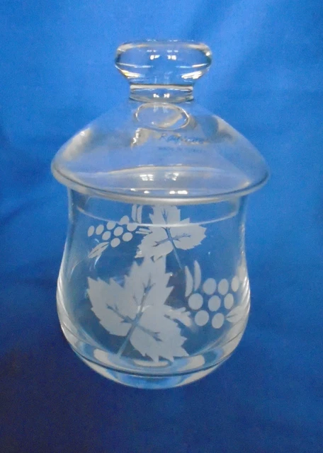 RAYWARE GLASS LIDDED Ginger Jar / Container Frosted Leaves approx H ...