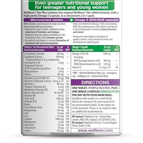 VITABIOTICS WELLTEEN HER Plus - 56 56 count (Pack of 1), White £13.09 ...