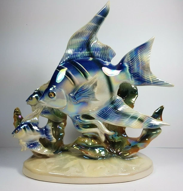 LARGE JEMA HOLLAND ANGEL FISH FIGURINE No251 PURPLE LUSTRE GLAZE - LEFT ...