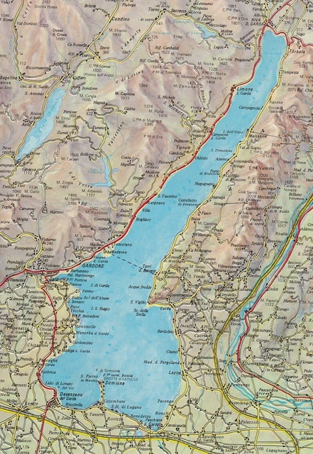 AK MAP, LANDKARTE, Panoramakarte **LAGO DI GARDA - GARDASEE** 77 EUR 1 ...