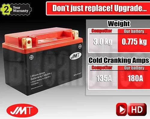 JMT LITHIUM MOTORCYCLE Battery - Triumph Street Triple 675 R - 2009 ...