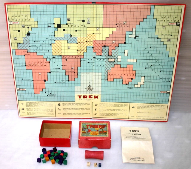 TREK - VINTAGE 1930s Travel/Race/Map Board Game by Geographia ...