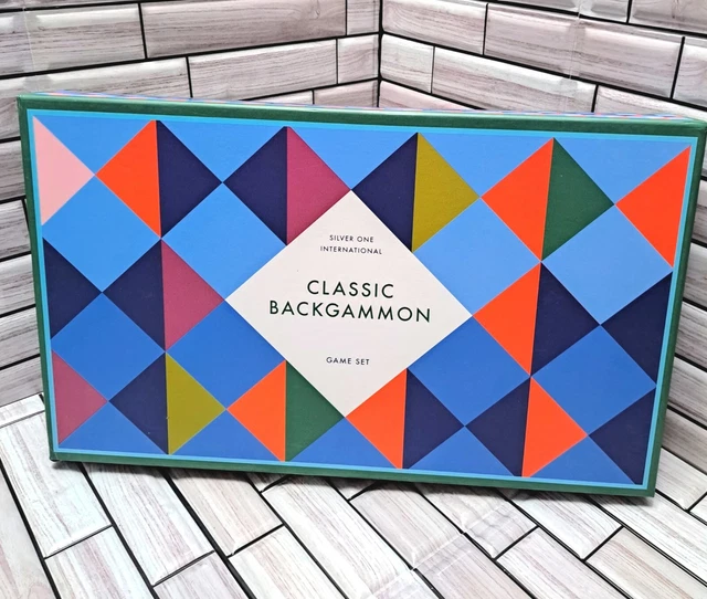 SILVER ONE INTERNATIONAL Classic Backgammon Game Set Modern Look New ...