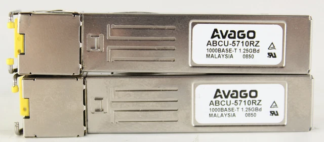 LOT OF 2 Avago ABCU-5710RZ 1000Base-T 1.25GBd 850nm SFP Transceiver ...