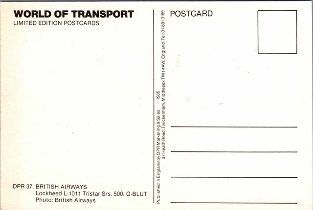 BRITISH AIRWAYS LOCKHEED Tristar L-1011 Aircraft Postcard Ba Landor Era ...