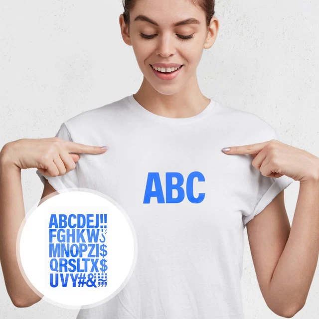 4 PCS STICK on Letters for Fabric Patches Iron Blue Poster Board ...