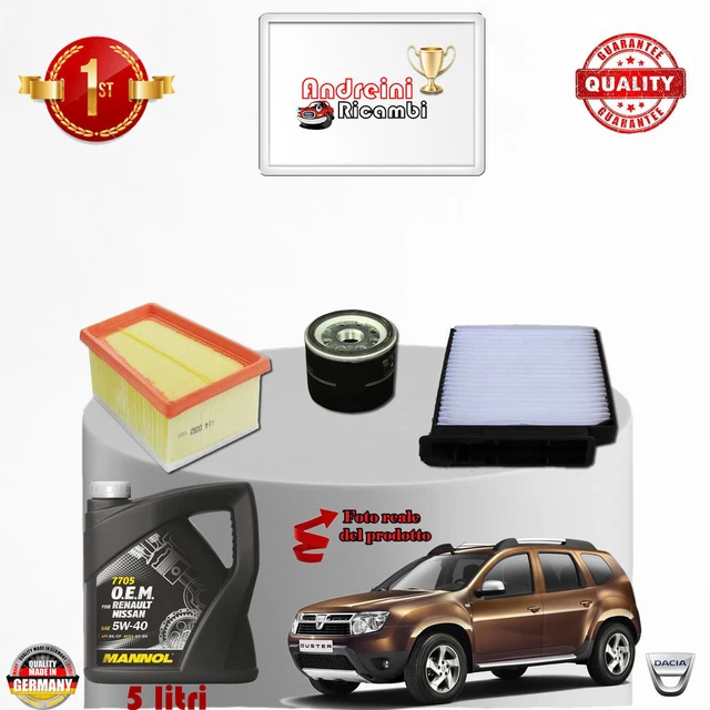 REPLACEMENT FILTER KIT + Oil Xdacia Duster II 1.6 16V 77KW 105CV From ...