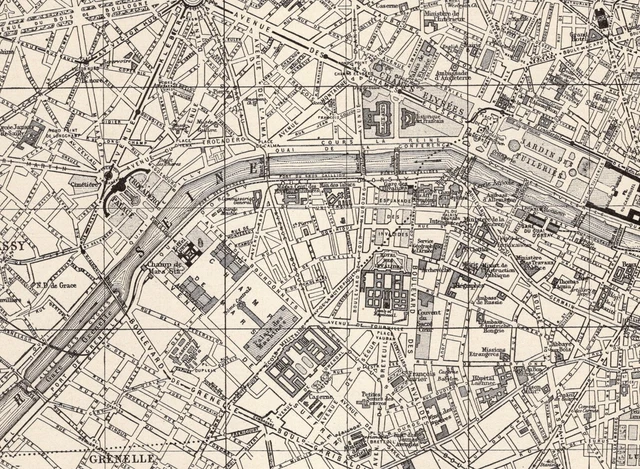 1914 ANTIQUE PARIS City Map Street Map of Paris France Gallery Wall ...