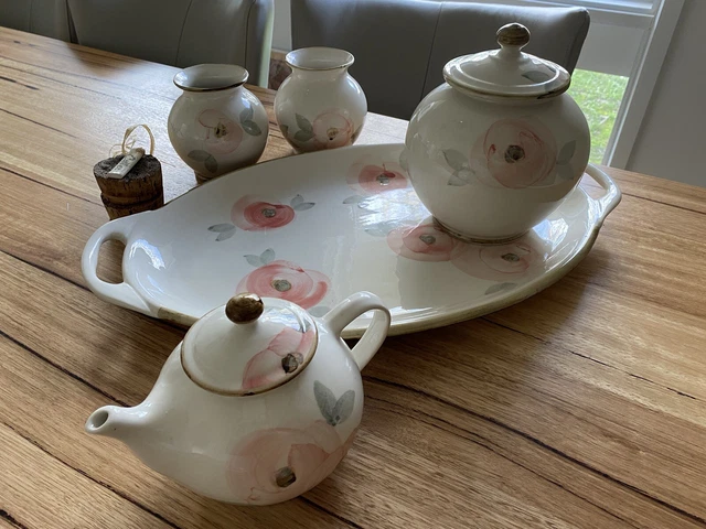 5 OF ROBERT Gordon Pottery Orchard Bloom Terra Jars Tea Pot Serving ...