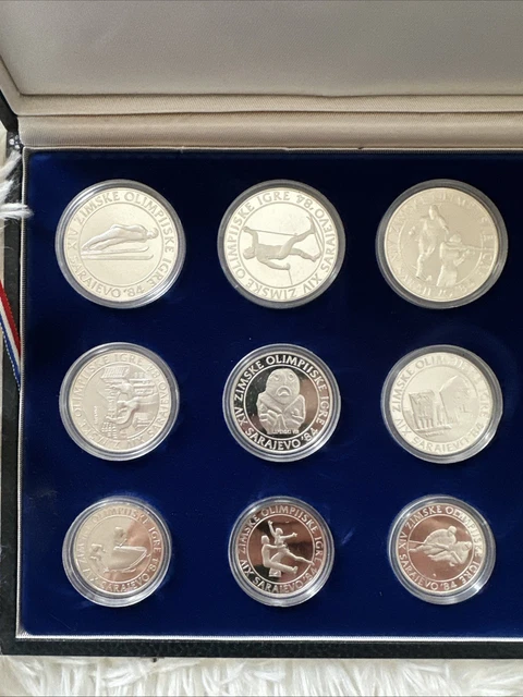 1984 YUGOSLAVIA SARAJEVO Winter Games Silver Proof Coin Set of 15 w ...