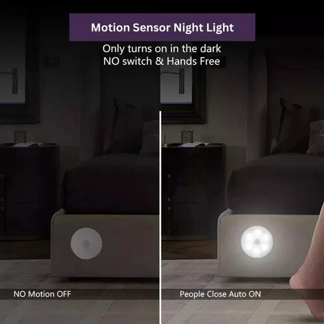 SENSOR LIGHT LED Motion PIR USB Rechargeable Portable Cabinet Stair ...