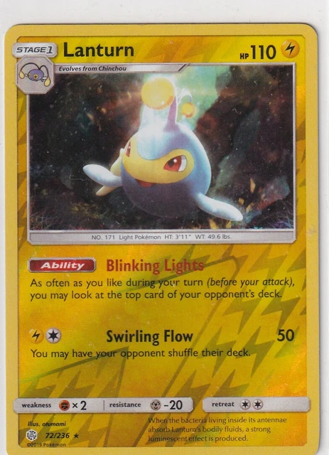 POKEMON CARTE CEINTURE De Gleichgesinnten Nr 72/236 Lanturn Reverse ...