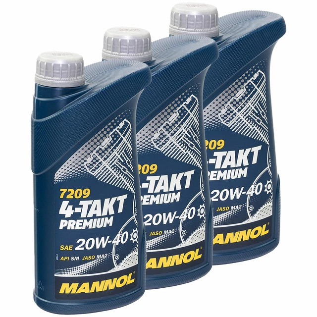 HUILE 4-TAKT PREMIUM 20W40 Mannol Api Sn 3x 1 Litre pour Muz Mz Victory ...
