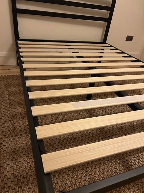 METAL DOUBLE BED Frame Black With Slats £21.50 - PicClick UK