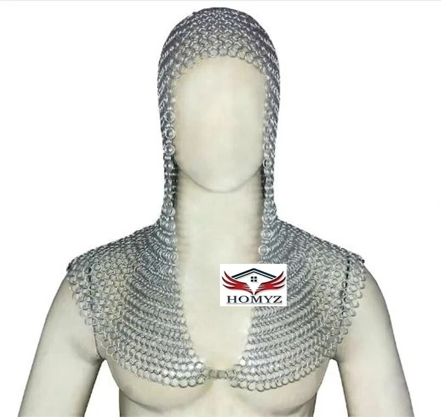 WOMAN CHAIN MAIL Coif - 10mm Neck Chainmail Hood -Medieval Chainmail ...