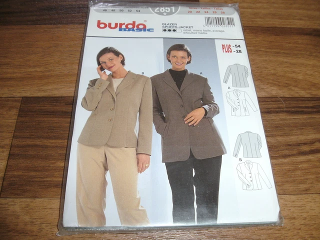 BURDA-PLUS SCHNITTMUSTER 2851 2x BLAZER 46-54 EUR 11,99 - PicClick IT